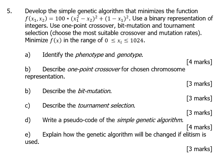 5. Develop the simple genetic algorithm that | Chegg.com