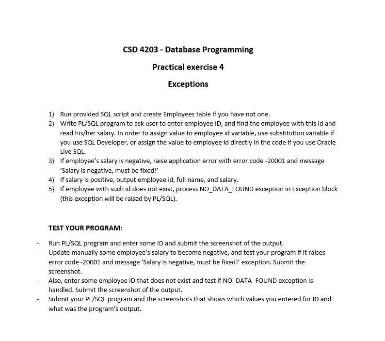 Solved CSD 4203 Database Programming Practical Exercise 4 Chegg