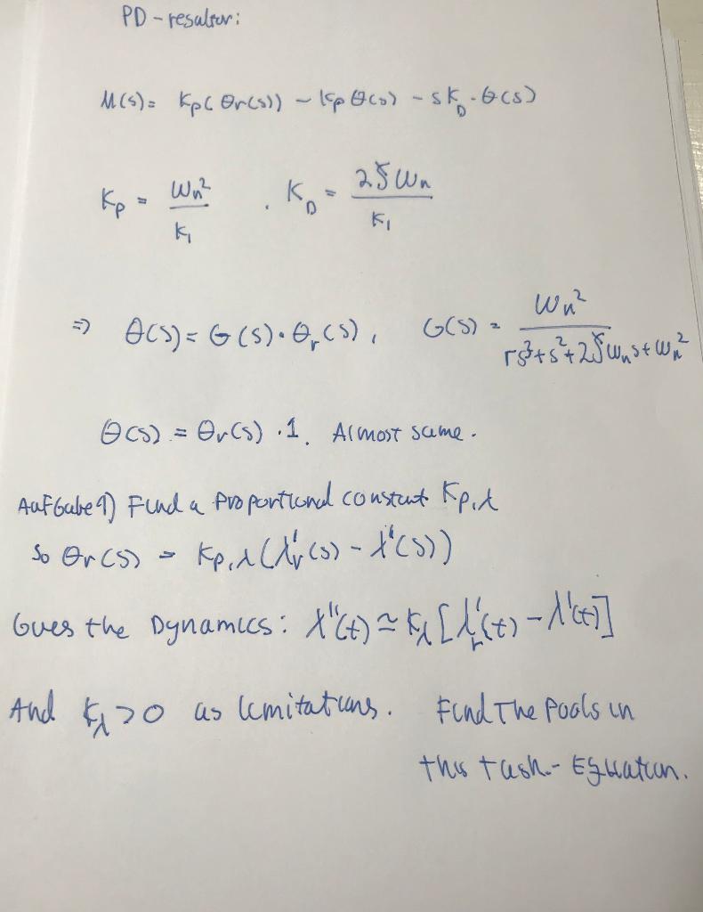 Solved Control Engineering Task: PD REGULATOR: The travel | Chegg.com