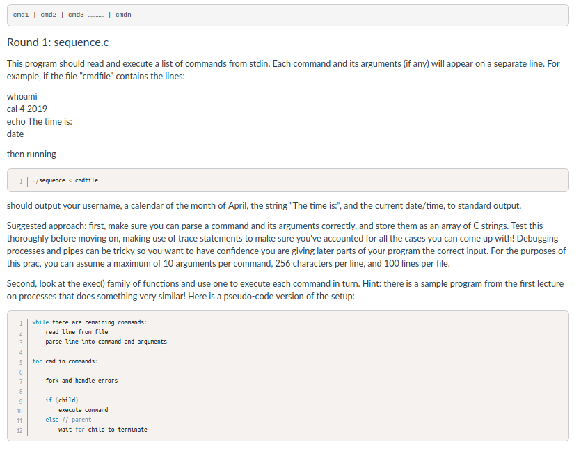 Solved Write Two C Programs To Execute A List Of Commands 1785