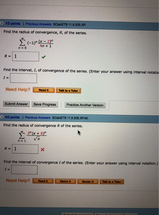 Solved O 1/2 points | Previous Answers SCalcET8 11.8.505.XP | Chegg.com