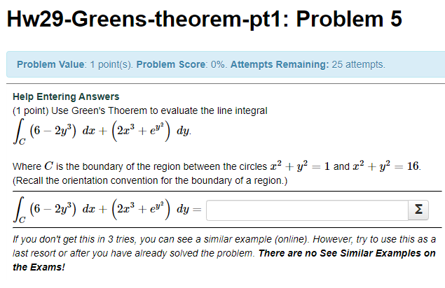 Solved Hw29-Greens-theorem-pt1: Problem 5 Problem Value: 1 | Chegg.com