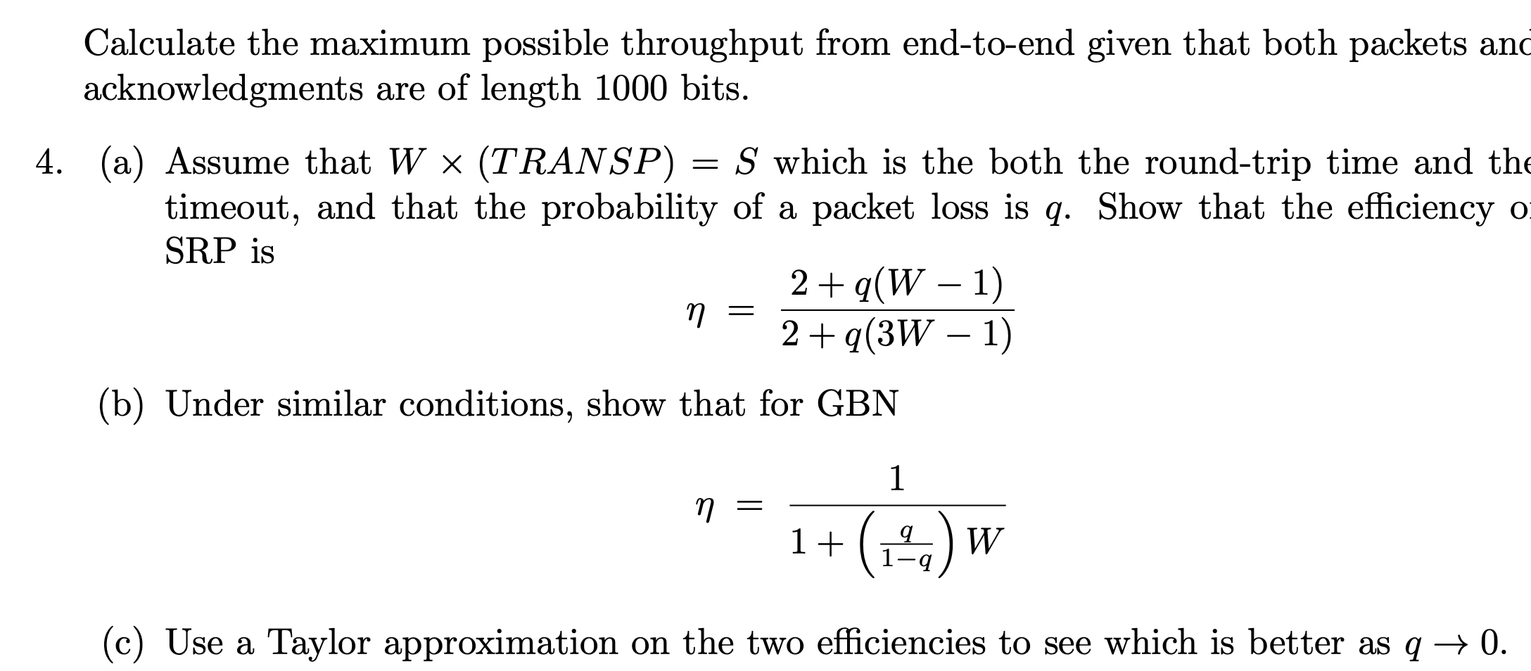 Calculate the maximum possible throughput from | Chegg.com