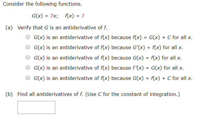 Solved Consider the following functions. G(x) = 7x; f(x) = 7 | Chegg.com