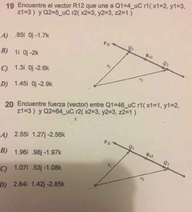 Solved 19 Encuentre el vector R12 que une a Q1-4 uC r1 | Chegg.com