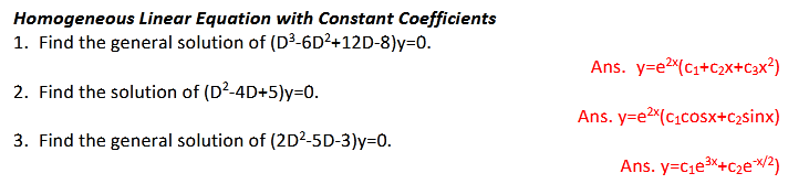 Solved Homogeneous Linear Equation with Constant | Chegg.com
