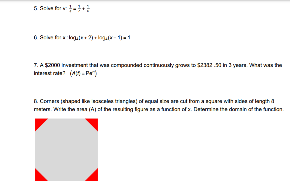 Solved 5. Solve for v: 3 = + + 6. Solve for x: log4(x + 2) + | Chegg.com Solved 5. Solve for v: 3 = + + 6. Solve for x: log4(x + 2) + | Chegg.com