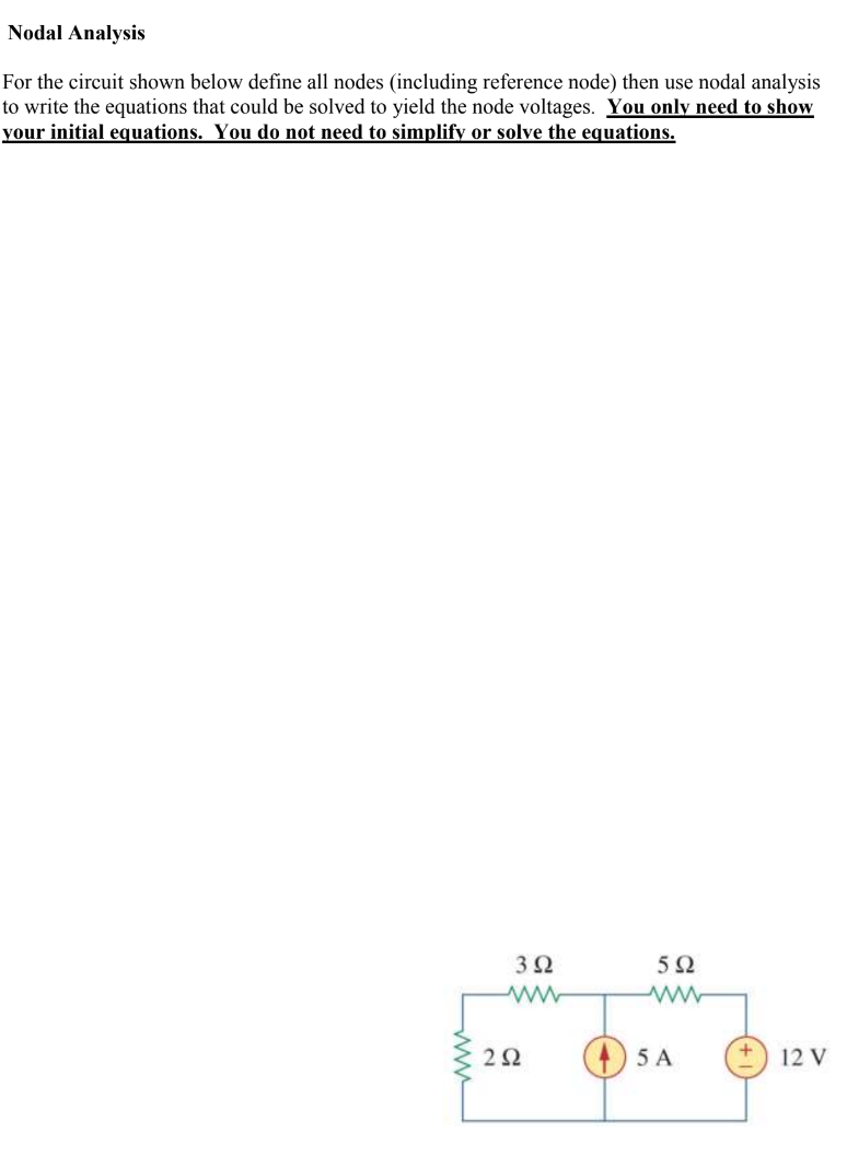 Solved Nodal Analysis For the circuit shown below define all | Chegg.com