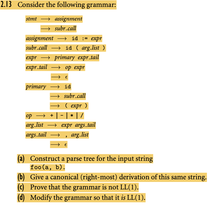 2.13 Consider the following grammar: stmt → | Chegg.com