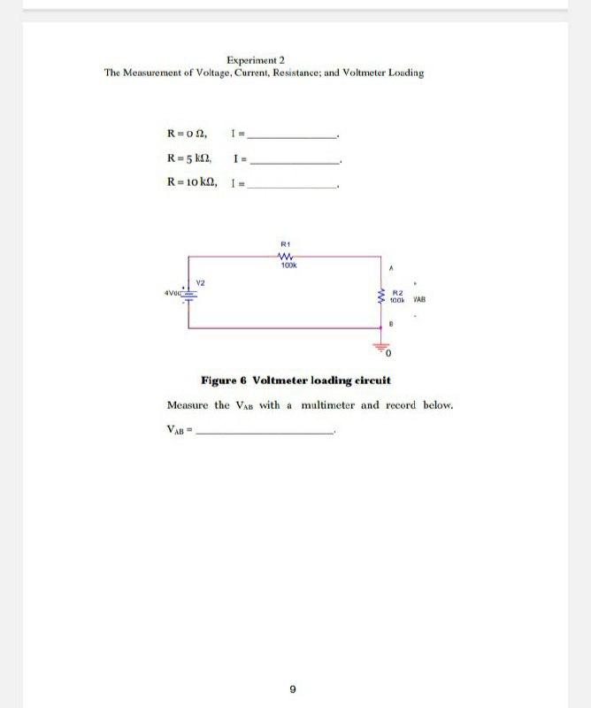 Solved Experiment 2 The Measurement of Voltage, Current, | Chegg.com