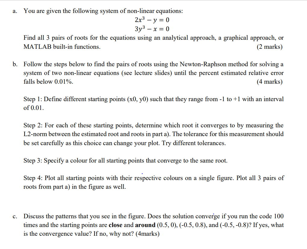 Solved a. You are given the following system of non-linear | Chegg.com