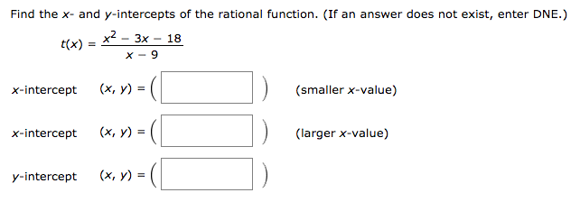 Solved Find the x- and y-intercepts of the rational | Chegg.com