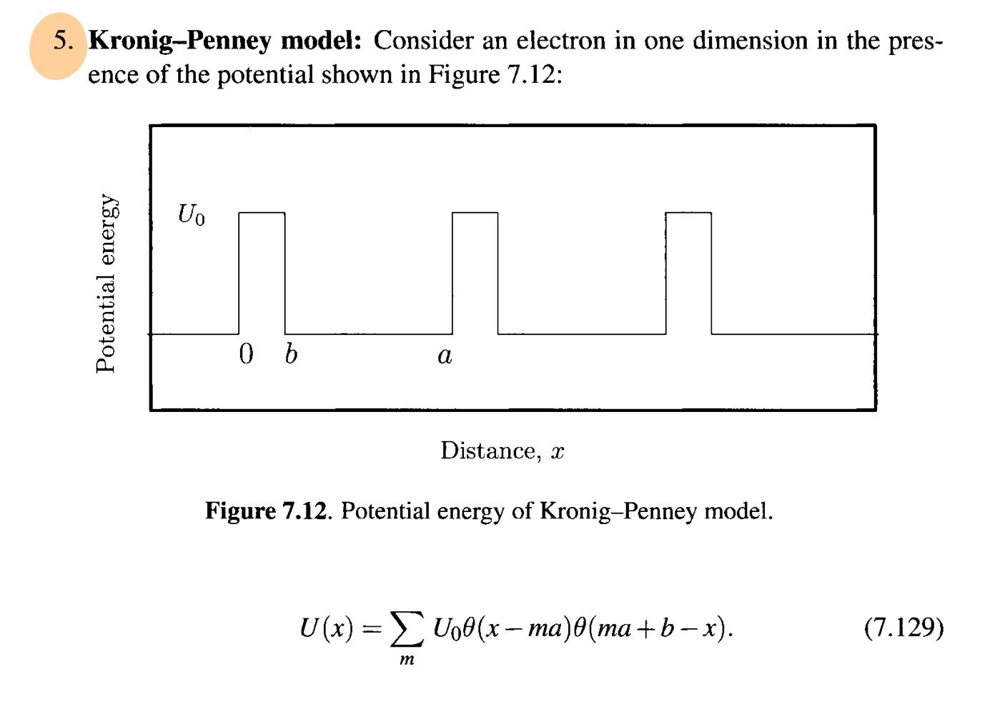 Solved 5. Kronig-Penney model: Consider an electron in one | Chegg.com