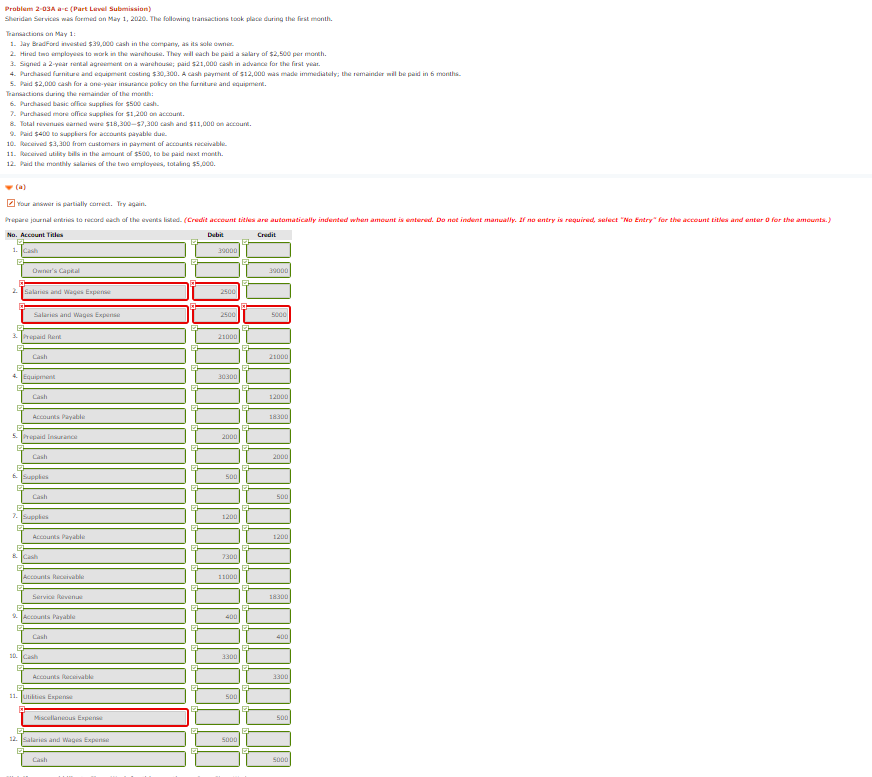 Solved Problem 2-03A - (Part Level Submission) Sheridan | Chegg.com