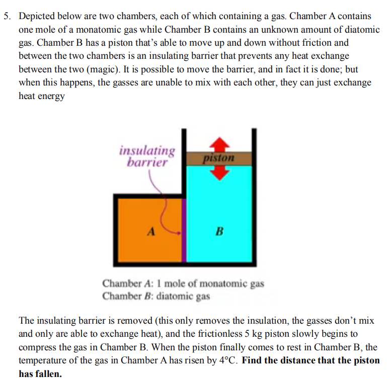 Solved 5. Depicted below are two chambers, each of which | Chegg.com