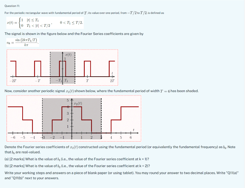 Solved Question 11: For the periodic rectangular wave with | Chegg.com