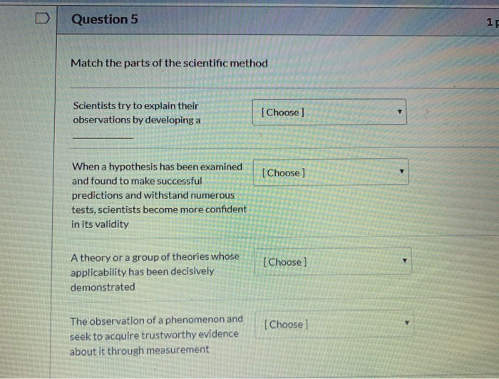 Solved D Question 5 1 Match the parts of the scientific | Chegg.com