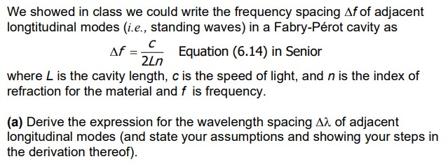 Solved We showed in class we could write the frequency | Chegg.com