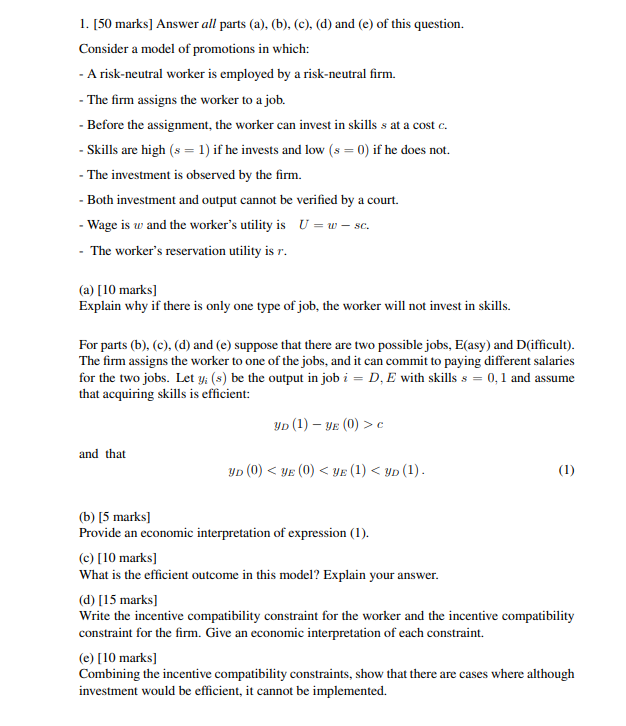 Solved [50 ﻿marks] ﻿Answer all parts (a), (b), (c), (d) ﻿and | Chegg.com