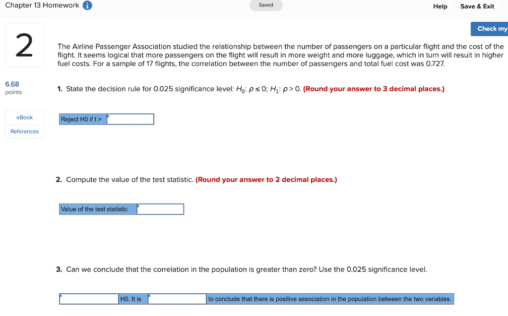 Solved Chapter 13 Homework Saved Help Save & Exit Check my 2 | Chegg.com