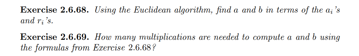 Solved Exercise 2.6.68. Using the Euclidean algorithm, find | Chegg.com