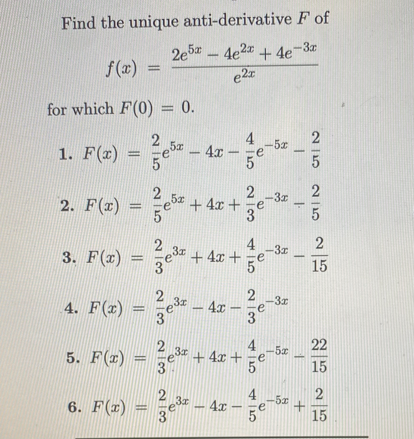 Solved Find the unique anti-derivative F of | Chegg.com