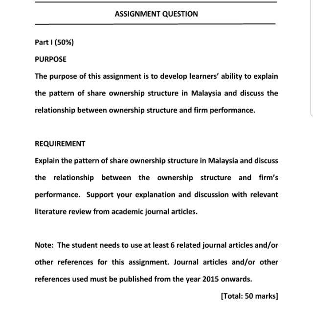Solved Part 1 (50%) PURPOSE ASSIGNMENT QUESTION The purpose | Chegg.com