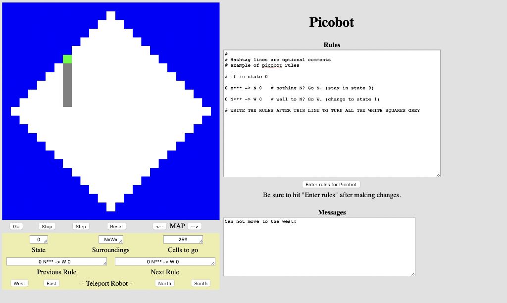 Solved Picobot Rules * Hashtag lines are optional comments * | Chegg.com