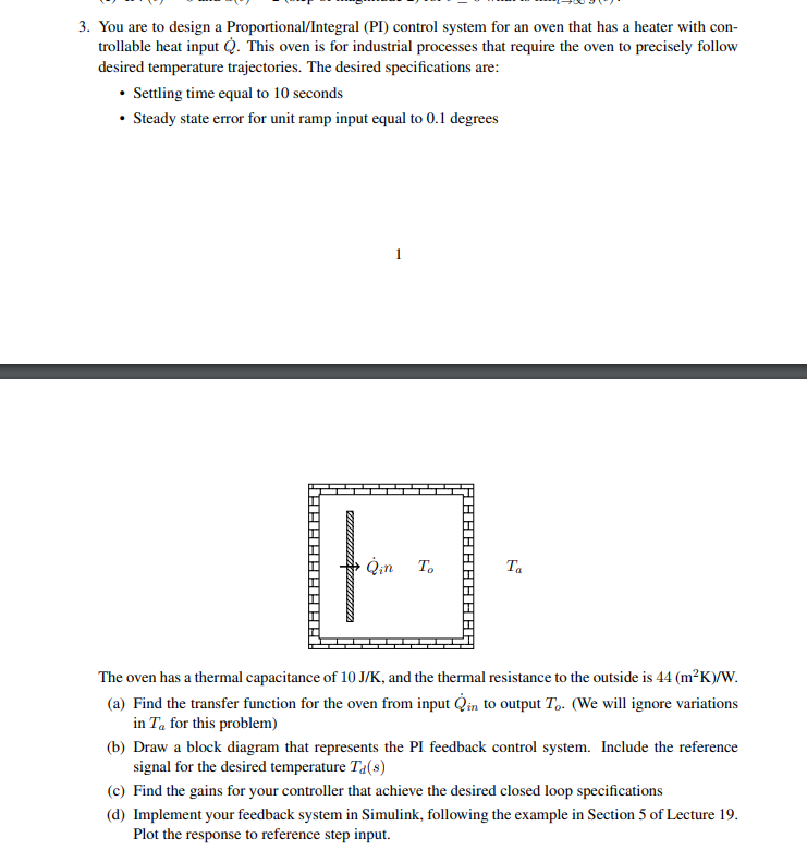 3. You are to design a Proportional/Integral (PI) | Chegg.com
