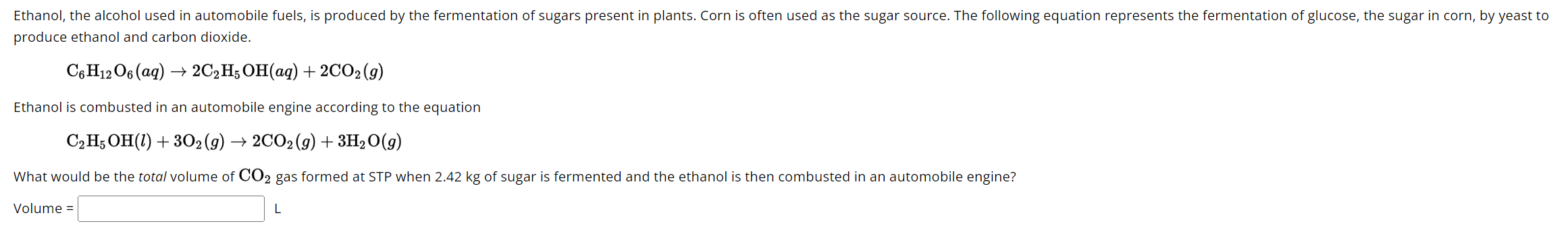 Solved produce ethanol and carbon | Chegg.com