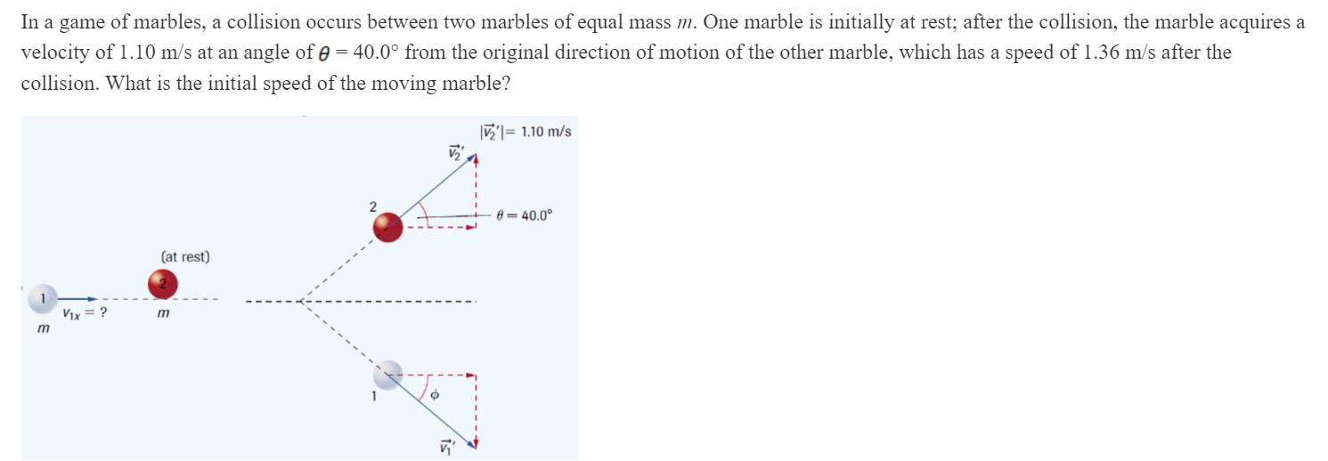 Solved In a game of marbles, a collision occurs between two | Chegg.com