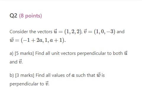 Solved Consider the vectors u=(1,2,2),v=(1,0,−3) and | Chegg.com
