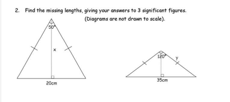 Solved 2. Find the missing lengths, giving your answers to 3 | Chegg.com