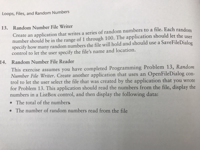 Solved Loops Files And Random Numbers 13 Random Number