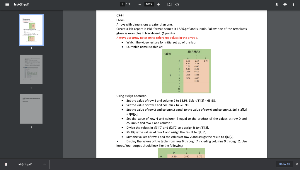 Solved C++ I LAB 6. Arrays with dimensions greater than one. | Chegg.com