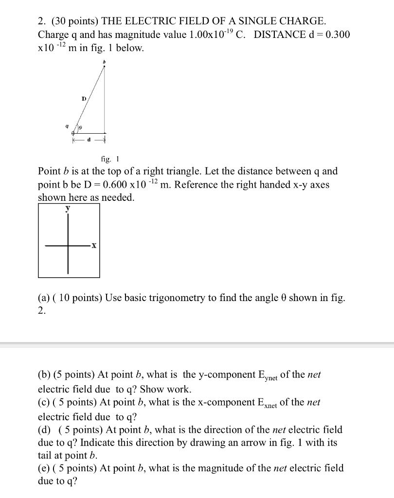 Solved 2. (30 points) THE ELECTRIC FIELD OF A SINGLE CHARGE. | Chegg.com