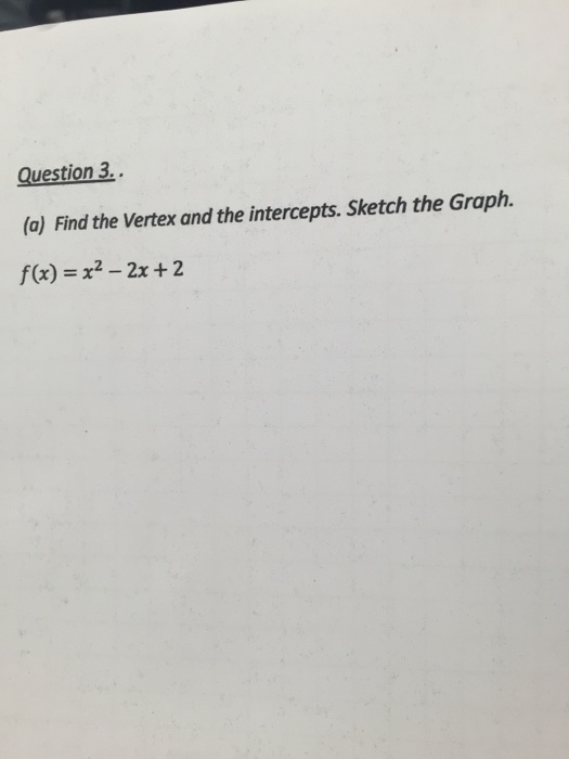 Solved Find the Vertex and the intercepts. Sketch the Graph. | Chegg.com