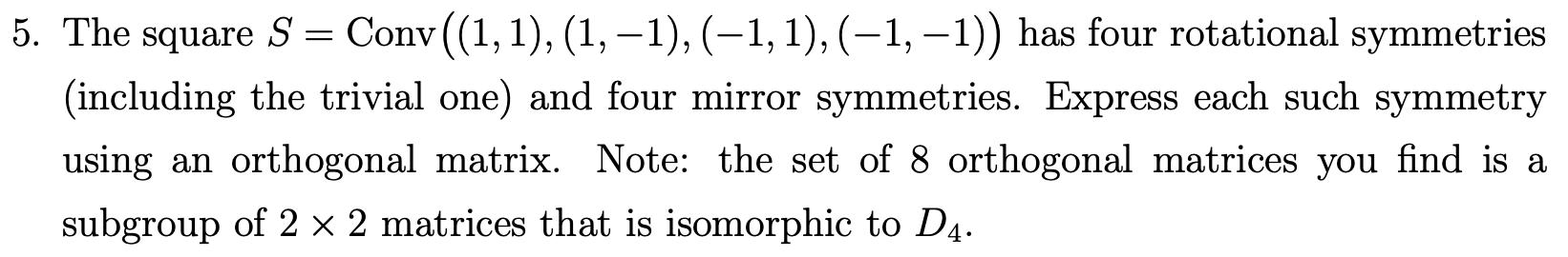 Solved The square S=Conv((1,1),(1,−1),(−1,1),(−1,−1)) has | Chegg.com