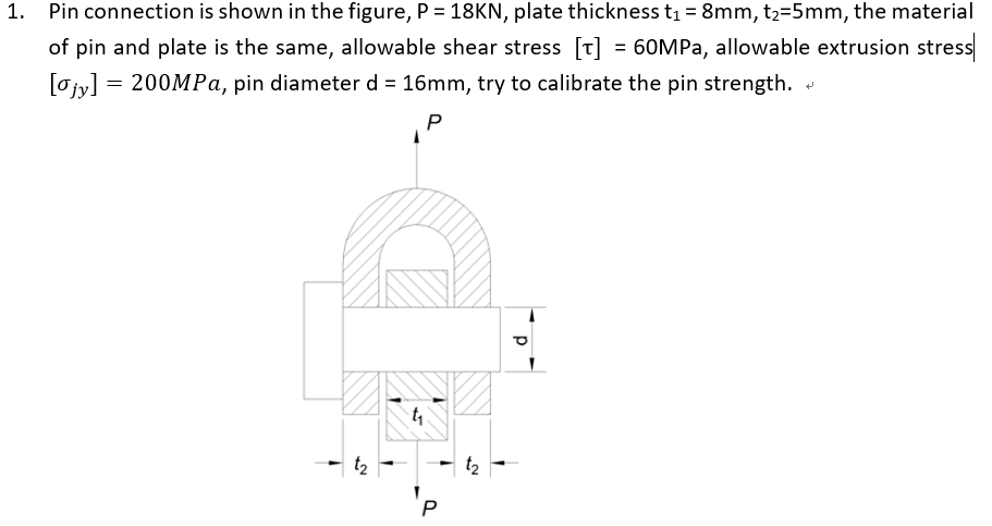 Solved Pin connection is shown in the figure, P = 18KN, | Chegg.com