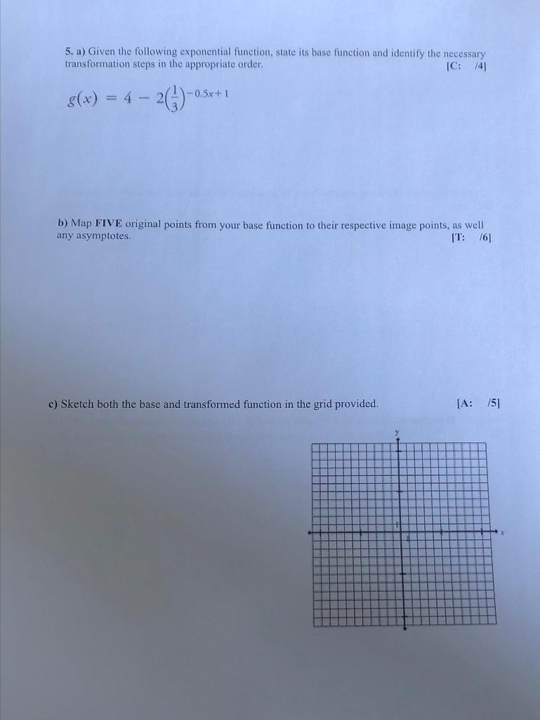 Solved 5. a) Given the following exponential function, state | Chegg.com