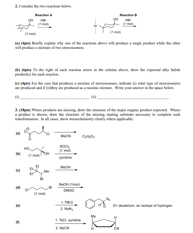 Solved 2. Consider the two reactions below. Reaction A HBO | Chegg.com
