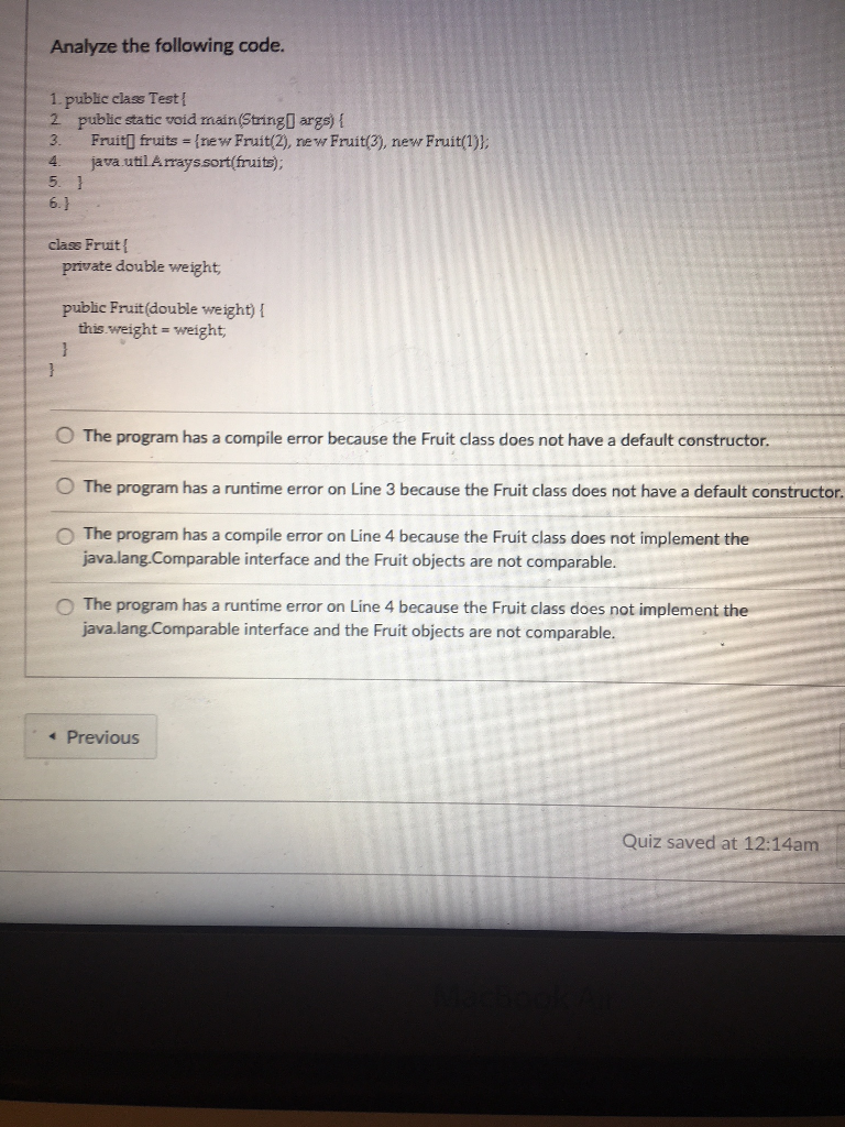 Solved Analyze the following code. 1. public class Test i 2 | Chegg.com