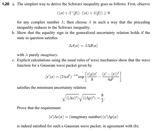Solved a. The simplest way to derive the Schwarz inequality | Chegg.com