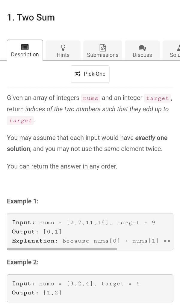 Solved 1. Two Sum Given an array of integers and an integer | Chegg.com