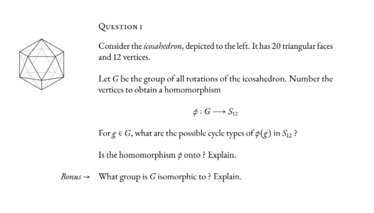 Solved QUESTIONI Consider the icosahedron, depicted to the | Chegg.com