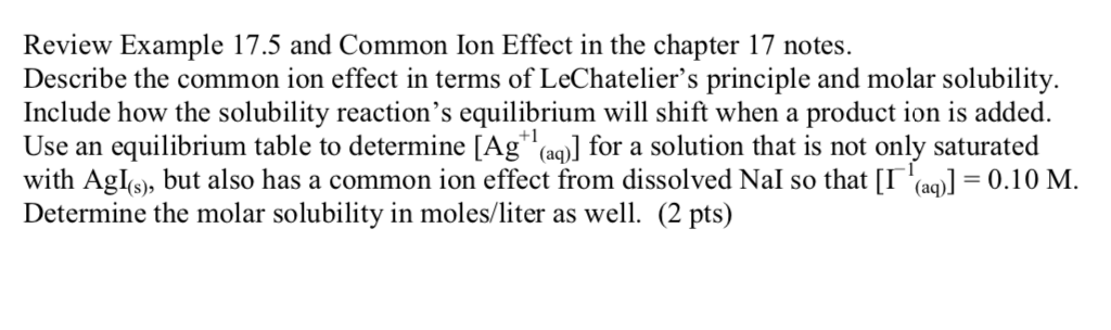 Solved Review Example 17.5 and Common Ion Effect in the | Chegg.com