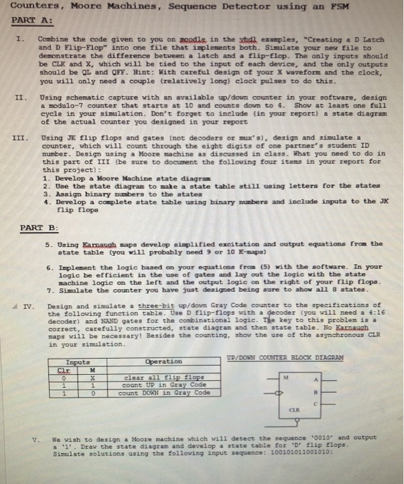 Solved Counters, Moore Machines, Sequence Detector using an | Chegg.com