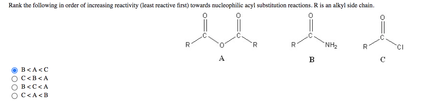 Solved Rank the following in order of increasing reactivity | Chegg.com