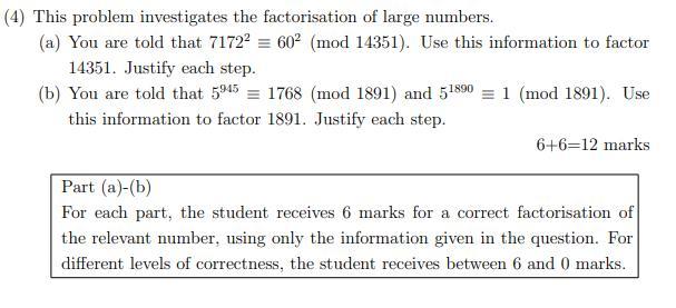 Solved (4) This problem investigates the factorisation of | Chegg.com