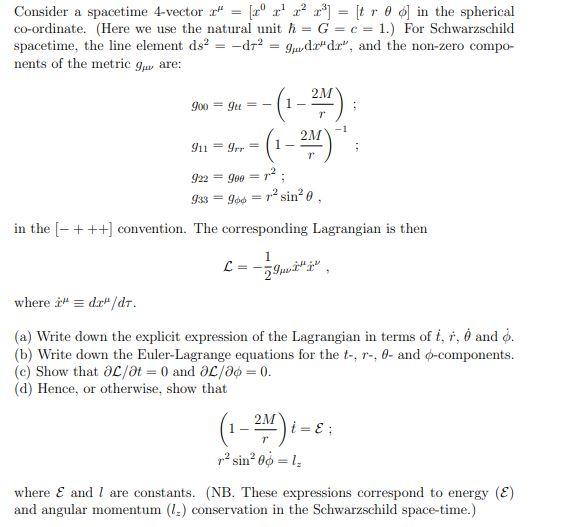 Solved co-ordinate. (Here we use the natural unit ℏ=G=c=1.) | Chegg.com